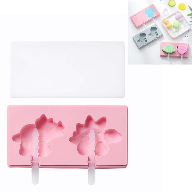 3 Pcs 수제 수제 Diy 만화 과일 뚜껑 실리콘 아이스크림 금형 만들기 얼음 트레이 스타일 공룡 세계 핑크