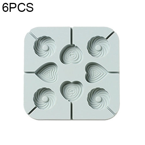 6 Pcs Diy 수제 초콜릿 롤리팝 금형 수제 만화 실리콘 아이스크림 금형 색상 무작위 배달 스타일 간단한 무지개 사탕