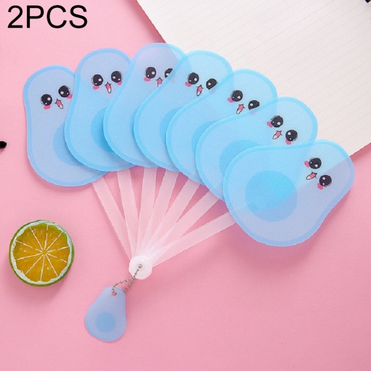 2 PCS Cartoon Fruit Fan Cool Folding Fan in Summer(Blue Pear)