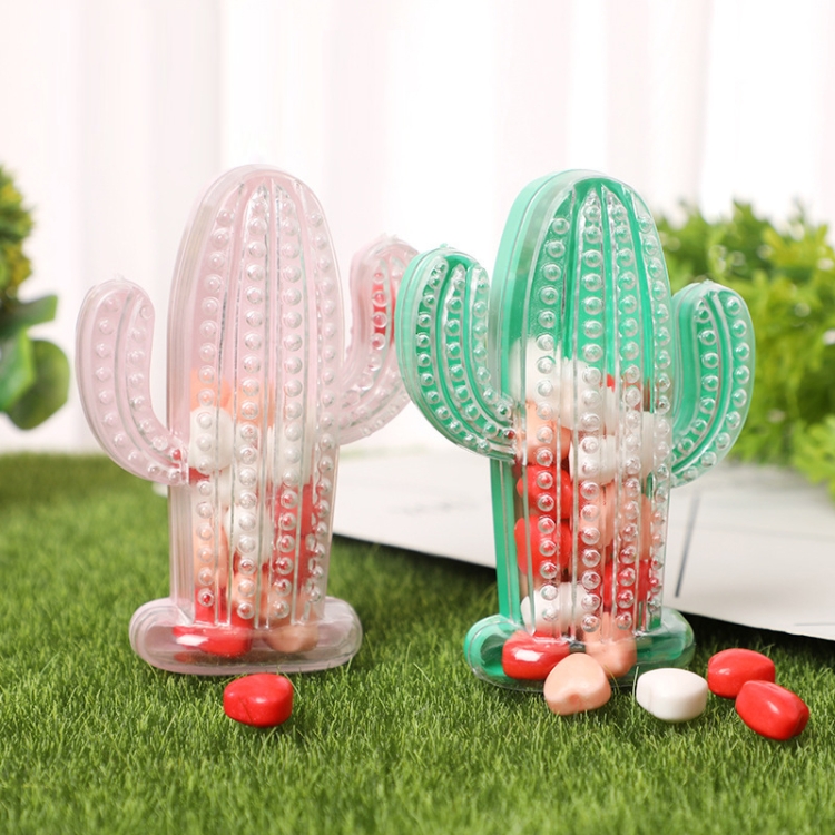 12 Pcs 선인장 모양 웨딩 사탕 상자 투명 플라스틱 어린이 기념품 웨딩 용품 사탕 상자 임의의 색상 배달