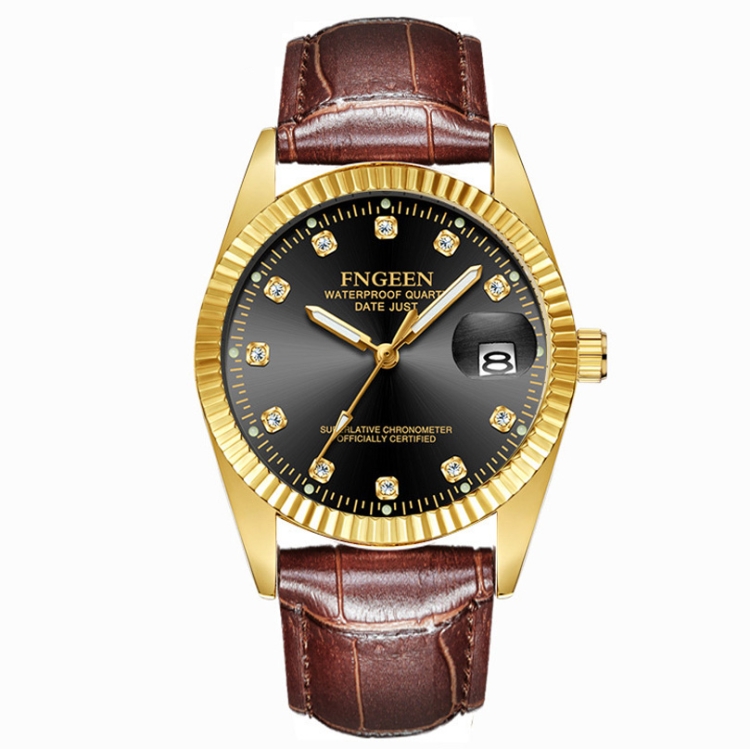 FNGEEN 7008 Men Fashion Diamond Dial Watch Couple Watch(Brown Leather ...