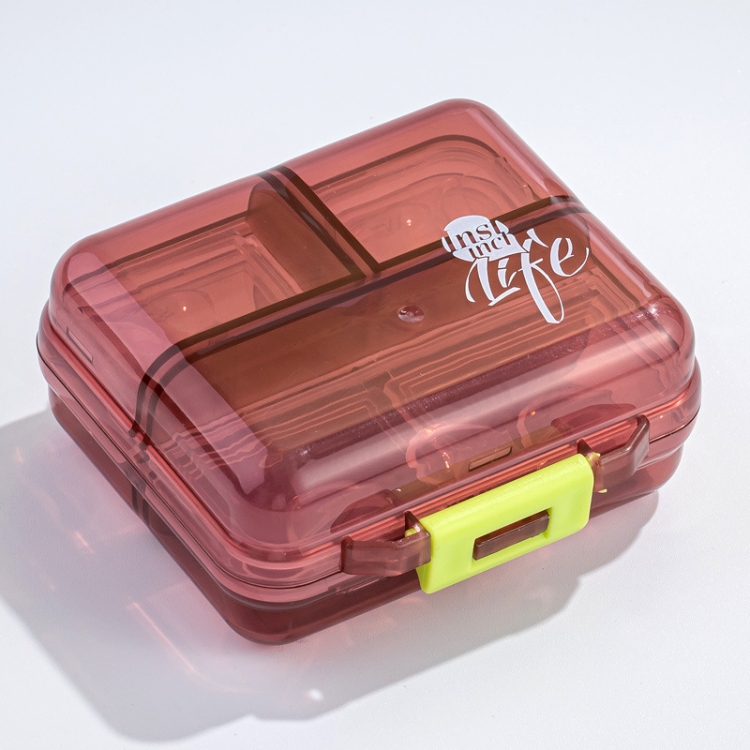 Mizi Small Pill Box กล่องใส่ยาแบบพกพา, สี: 7 Grid (สีน้ำตาล)