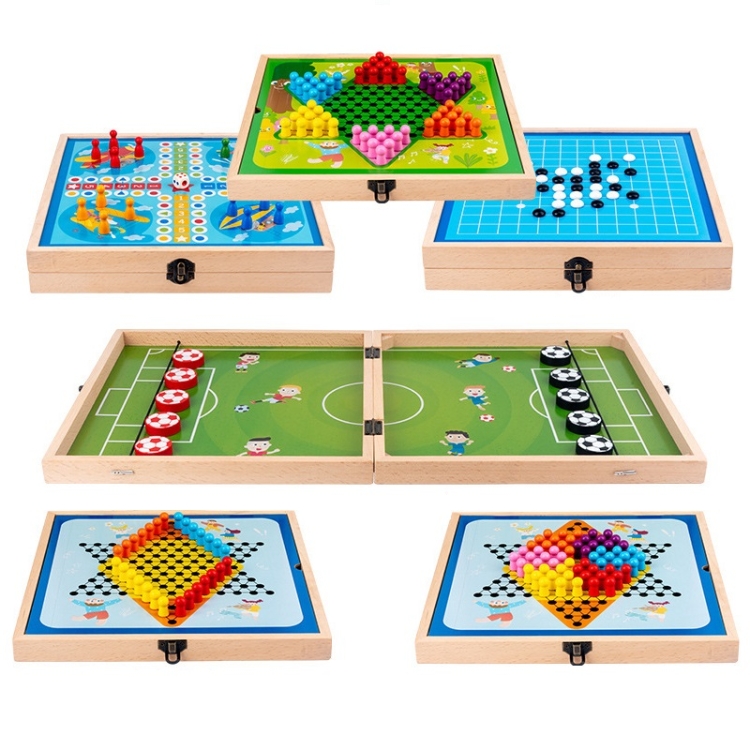6 In 1 Beech Multi-Function Game Chess Two-Person Battle Parent-Child ...