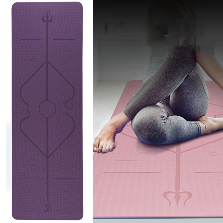 BSJ002 TPE Double Layer Two-Color Yoga Mat Fitness Mat with Body Line ...