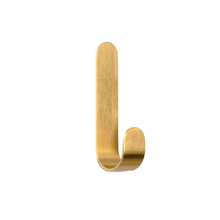 Brass Gold Color Brushed Hook Punch-Free Metal Hanging Hook ...