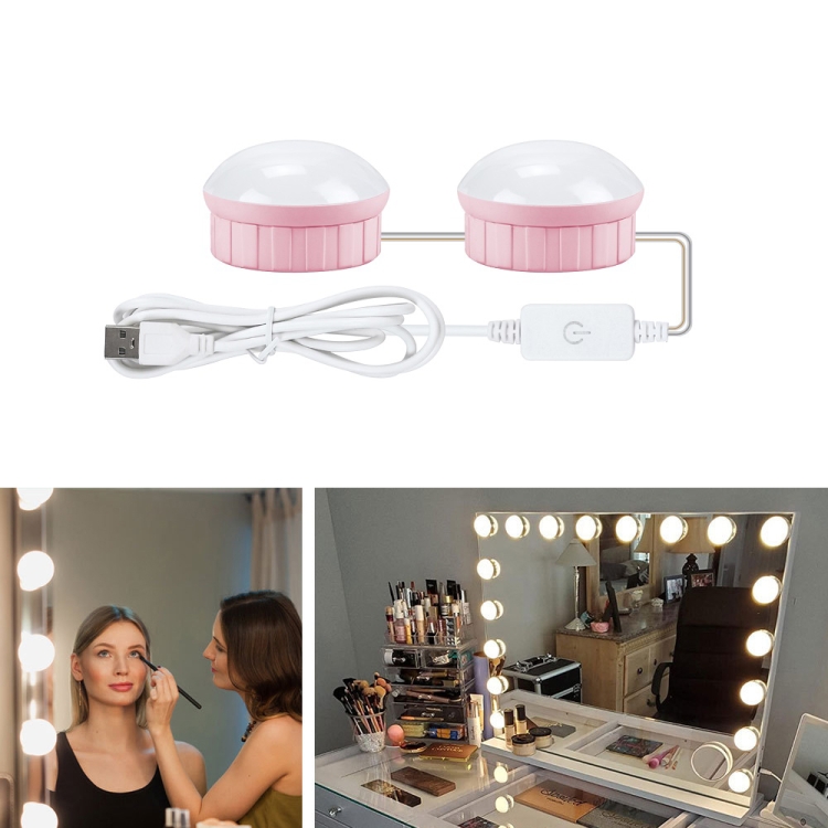 2 LEDs Mirror Front Light Dimmable Makeup Mirror USB Touch Control ...