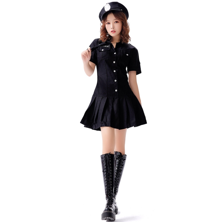 8331 Cotton Tie Policewoman Costume Halloween Bar Nightclub Uniform Set ...