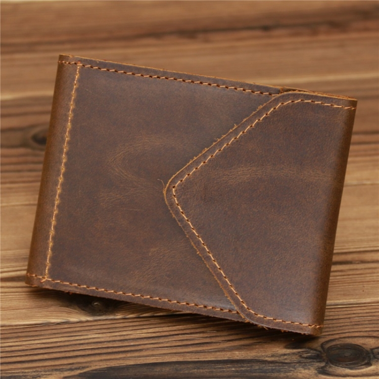 1071 Men Crazy Horse Leather Driver License Storage Wallet(Yellow Brown)