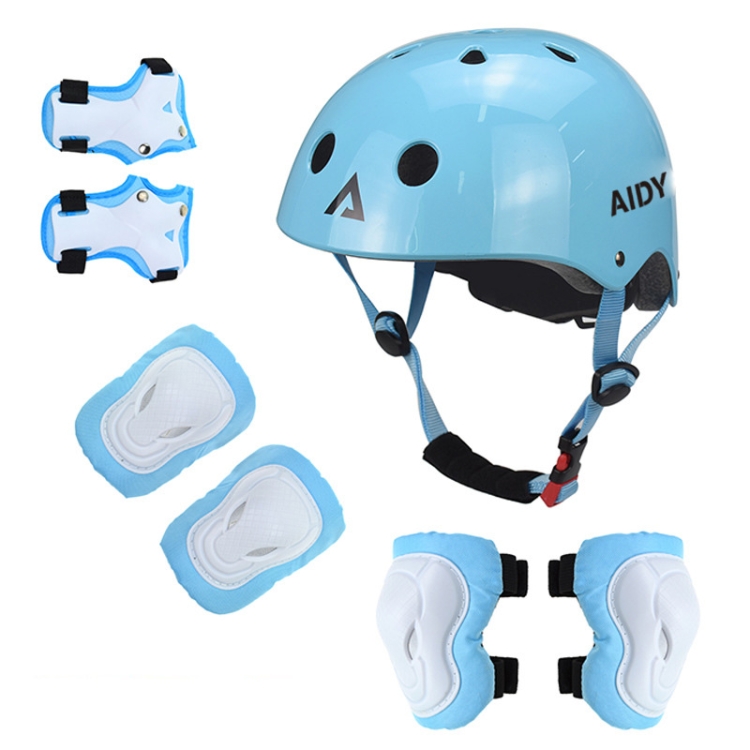 AIDY 7 In 1 Children Roller Skating Sports Protective Gear Set(Bright Blue)