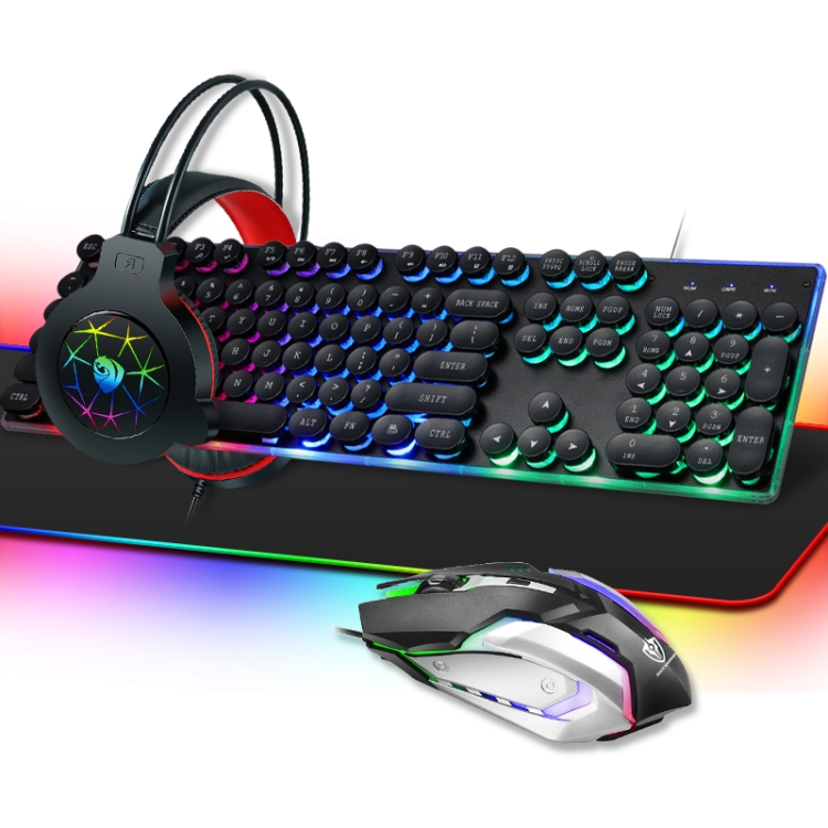 PANTSAN LD-145 4 in 1 Luminous Punk Gaming Keyboard + Mouse ...