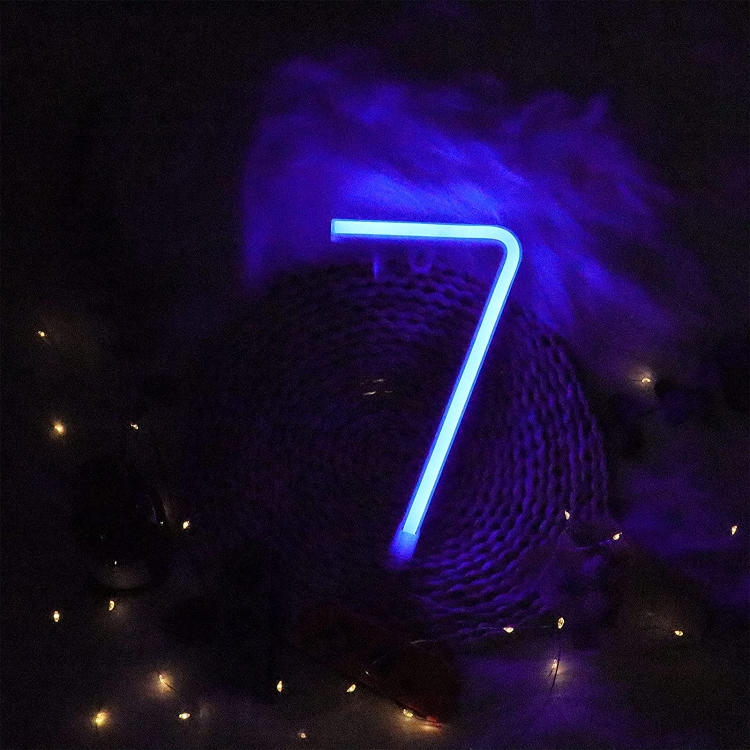 Blue Letter Number Neon Lights Holiday Decoration Lights(Number 7)