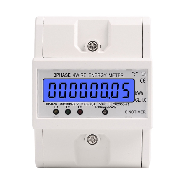SINOTIMER Three-Phase Backlight Display Rail Type Electricity Meter 5 ...
