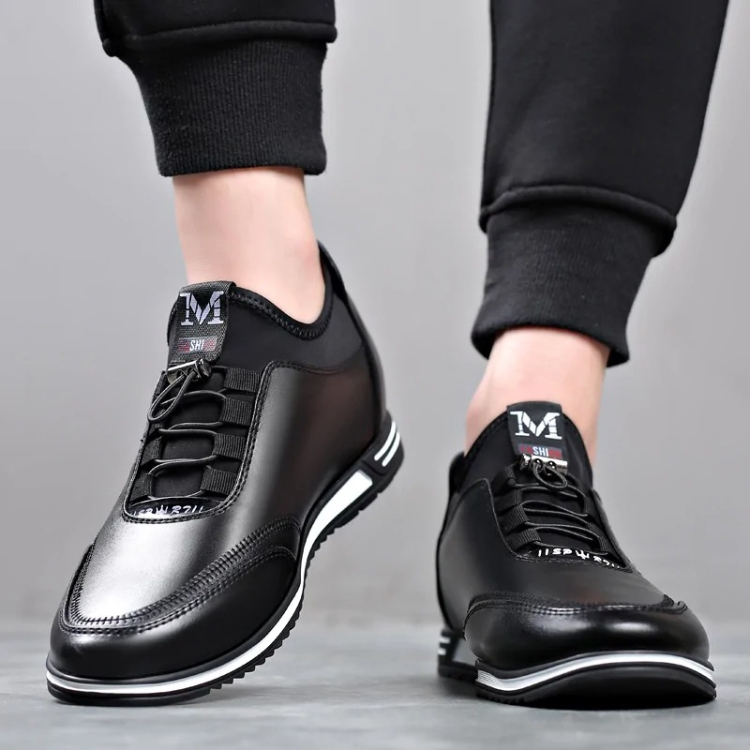 Men Spring Shoes Inner Height Increase Casual Sneakers, Size: 45(Black 6cm)