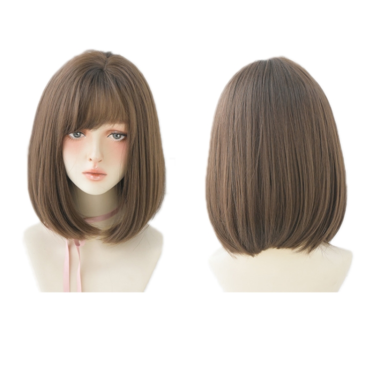 Women Medium Length Natural Realistic Full Shoulder Length Wig(Cold ...