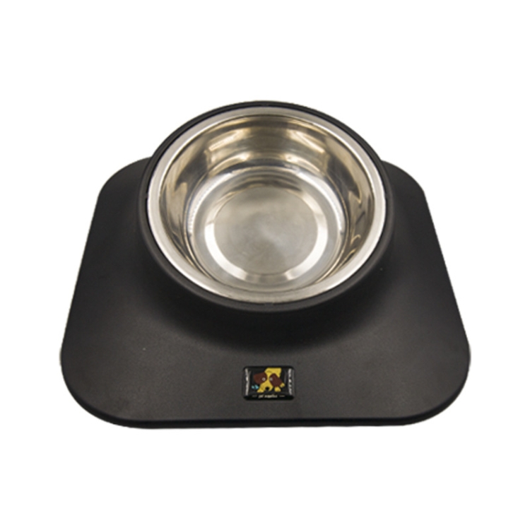 Pugga PET สแตนเลสสตีลแอนตี้ลื่นชามแมวสุนัขเอียงคอ, สไตล์: ชามเดี่ยวสีดำ