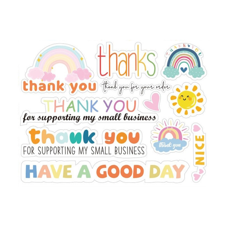 20 Sheets Rainbow Thank You Sticker Gift Box Seal Sticker