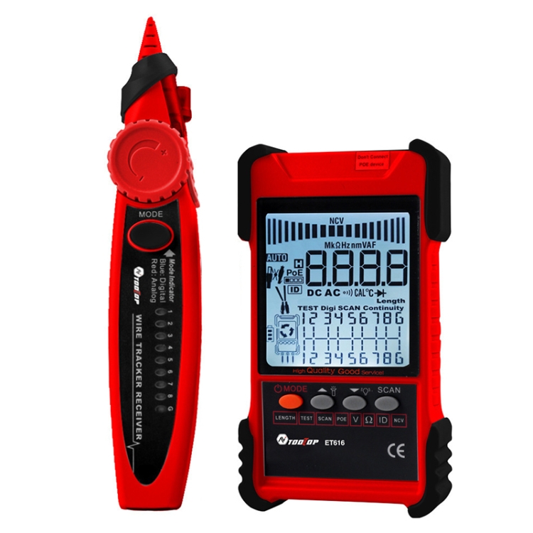 ET616 Rechargeable Adjustable Network Cable Tester Wire Tracker POE ...