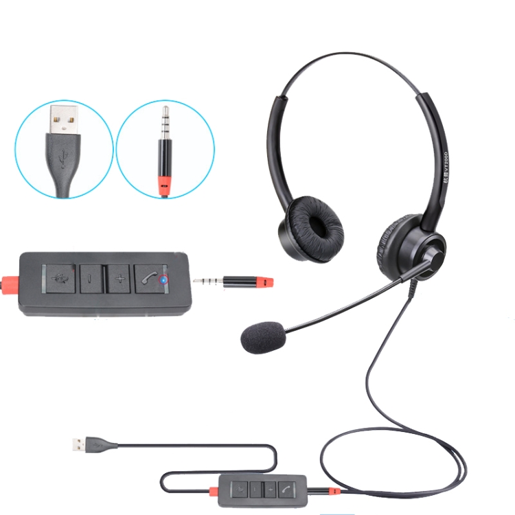 VT200D Double Ears Telephone Headset Operator Headset With Mic,Spec: 3 ...