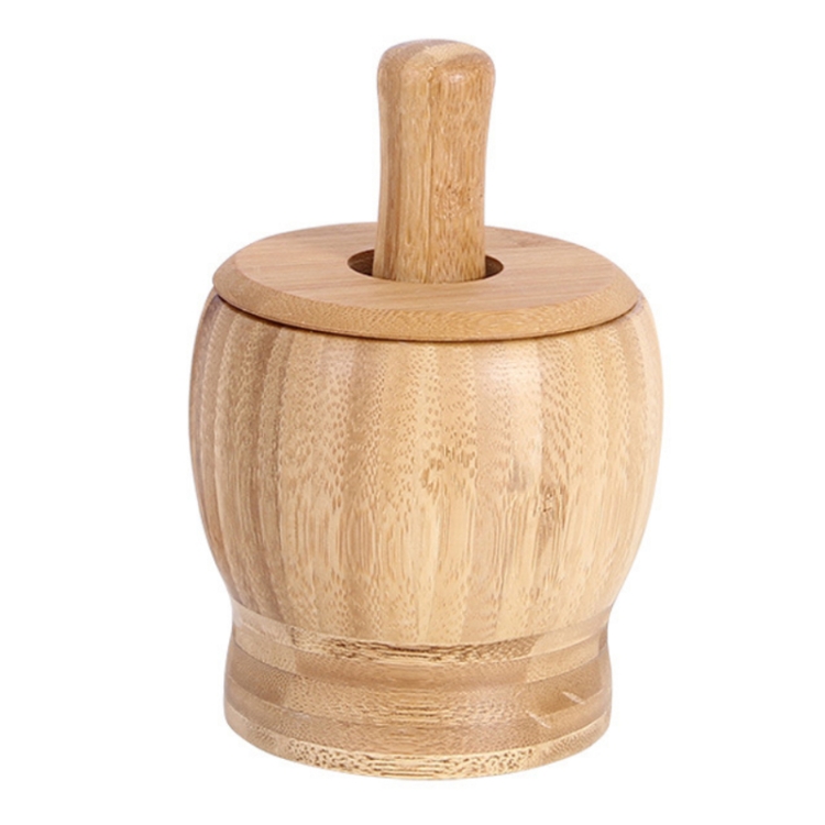 Kitchen Bamboo Garlic Pounder Food Stirrer With Lid(Large)