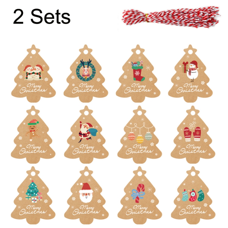 2 Sets Christmas Kraft Tags Gift Packaging Card Set, Style: 48 x Tags+ ...