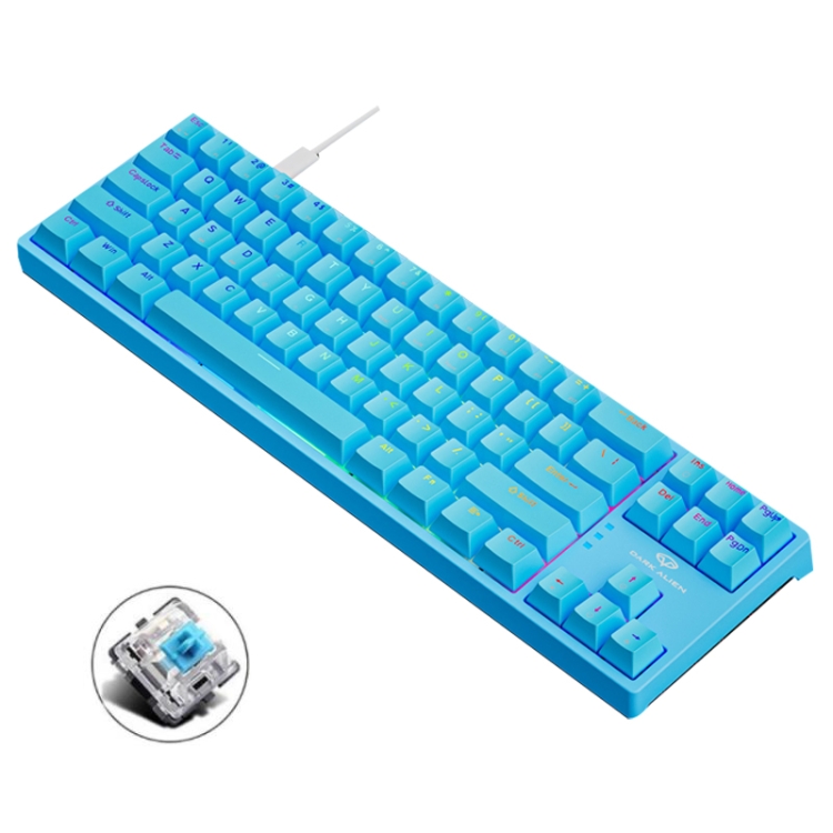 Dark Alien K710 71 Keys Glowing Game คีย์บอร์ดแบบมีสาย, ความยาวสายเคเบิล: 1.8m, สี: Blue Green Shaft