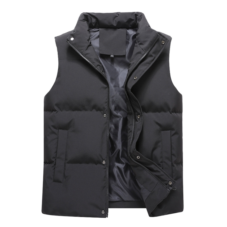 Men Vest Down Cotton Thickened Outerwear Jacket, Size: XXXXL(Black)