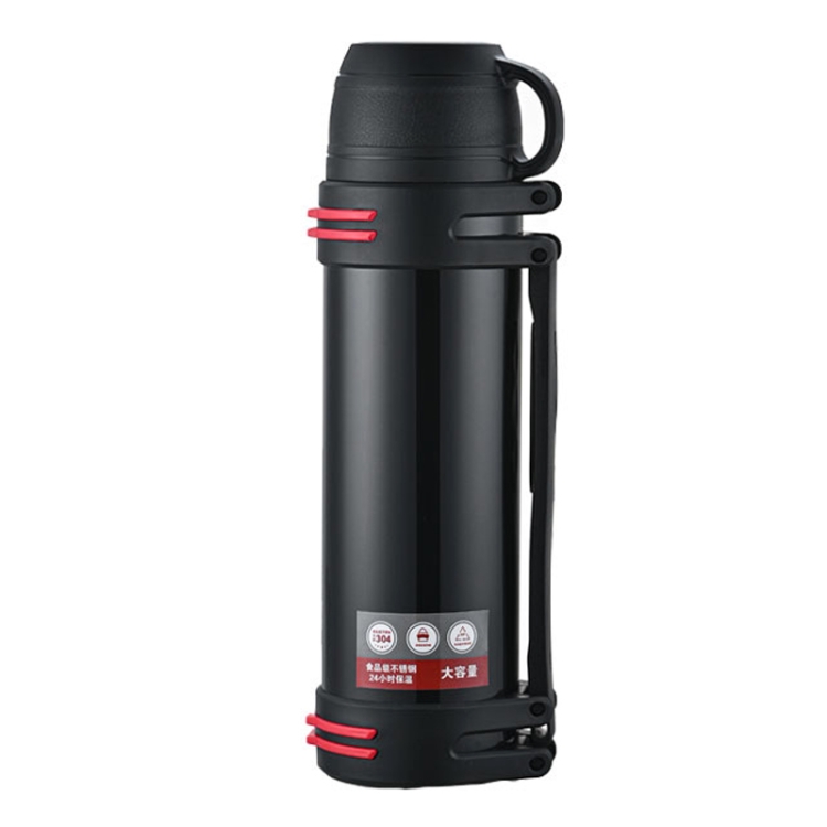 JunHeng JH-6096 스테인레스 스틸 절연 포트 여행용 자동차 물컵, 용량: 1500ml(검은색)