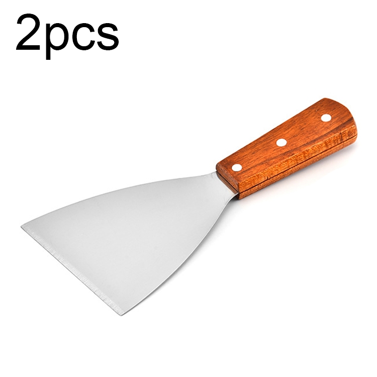 2pcs Stainless Steel Pizza and Steak Shovel Wooden Handle Slanted ...