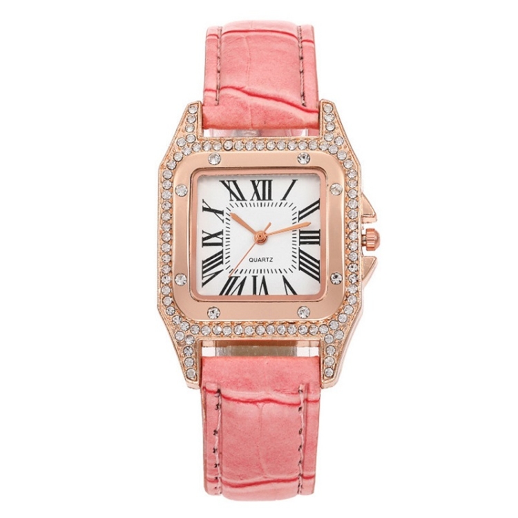 Women Tonneau Square Strap Quartz Watch, Color: Pink