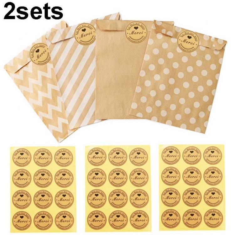 2sets Wave Dot Packaging Kraft Paper Bag Stickers DIY Baking Packaging ...