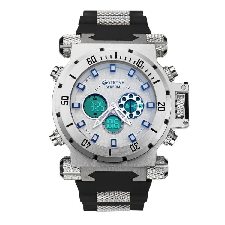 STRYVE S8015 Men Dual Movement Sports Quartz Large Dial Waterproof ...