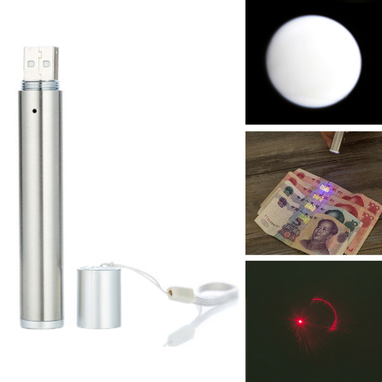 3 in 1 USB Rechargeable Flashlight Infrared Laser Pen Currency Detector ...