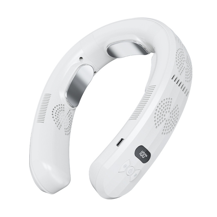 TC06 USB Portable Hanging Neck Fan Turbine Bladeless Semiconductor Cooling Heating Fan(White)