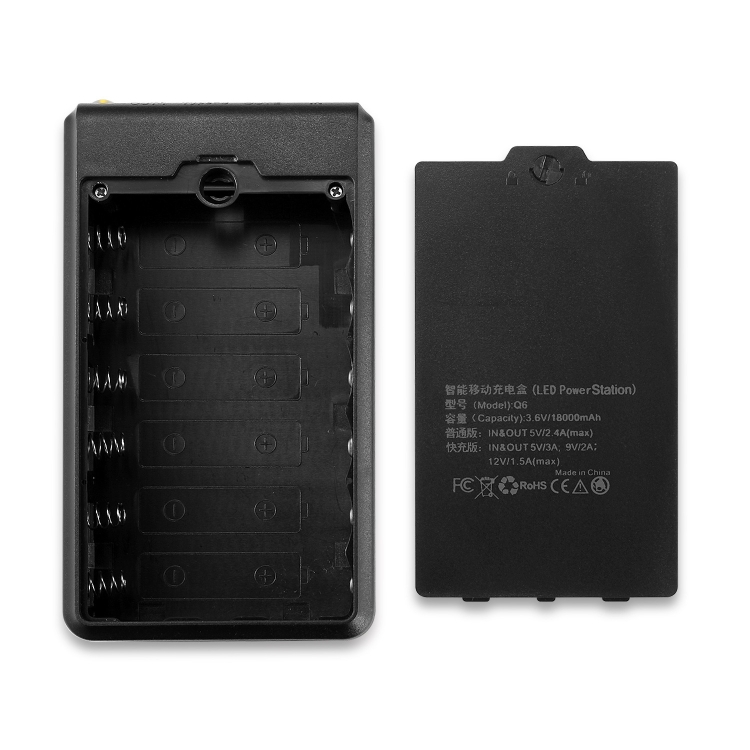 Q6 Removable 6 Sections 18650 Battery Box Charger Case, Style: Flash ...