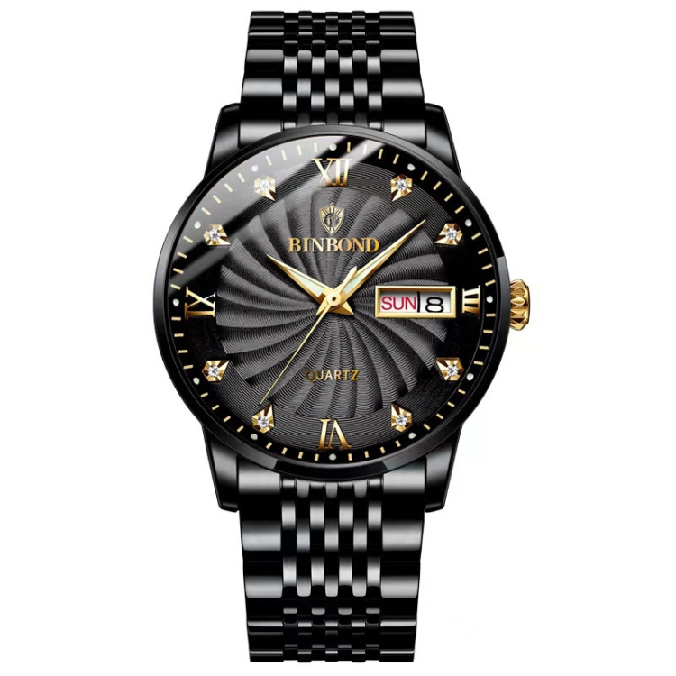 BINBOND B3034 Diamond 30m Waterproof Business Watch Men's Butterfly ...
