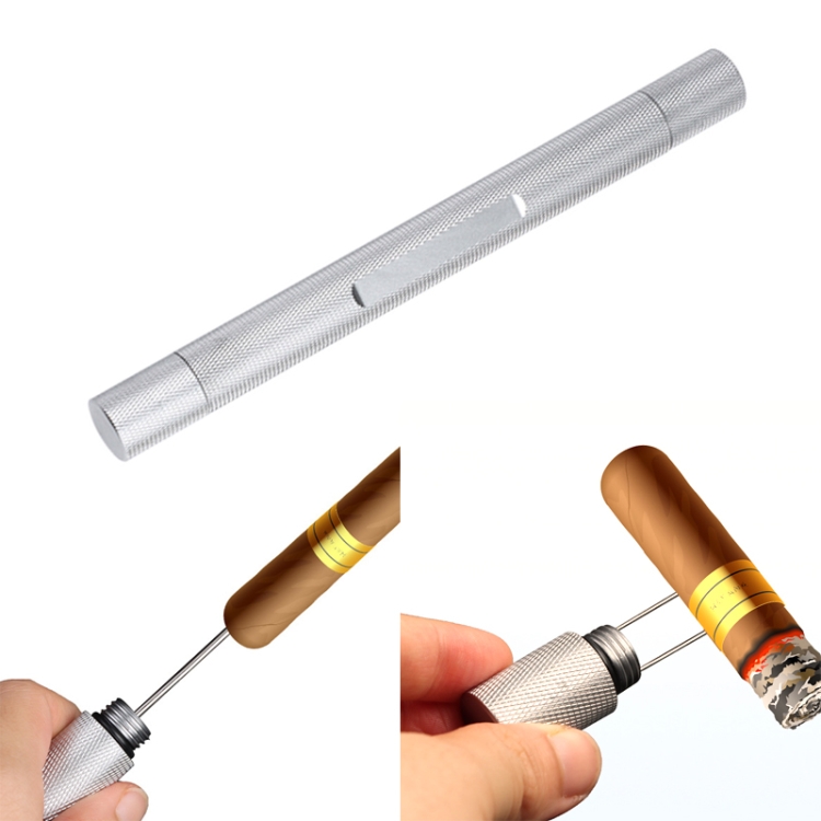 Lightweight With Serrated Cigar Needle Dredger Drilled Smoke Vent(Silver)