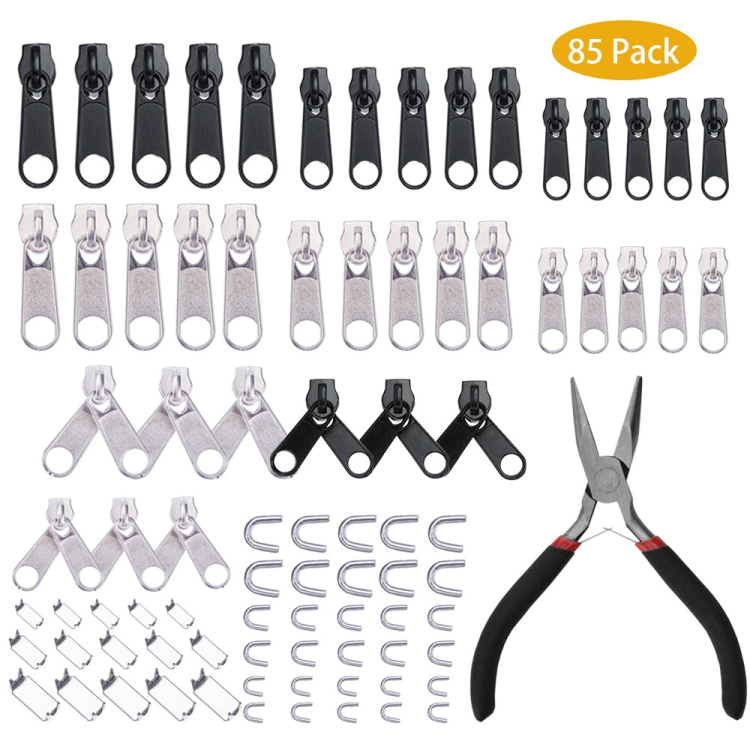 85pcs Toothless Sharp Nose Pliers Zinc Alloy Painted Nylon Zipper ...