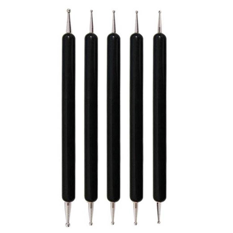 5pcs/set Pottery Tool Indentation Pen Manicure Point Drill Pen(Black)