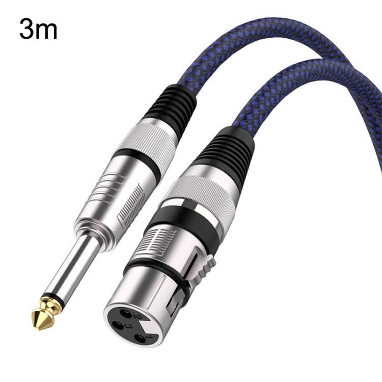 3m Blue and Black Net TRS 6.35mm Male To Caron Female Microphone XLR ...