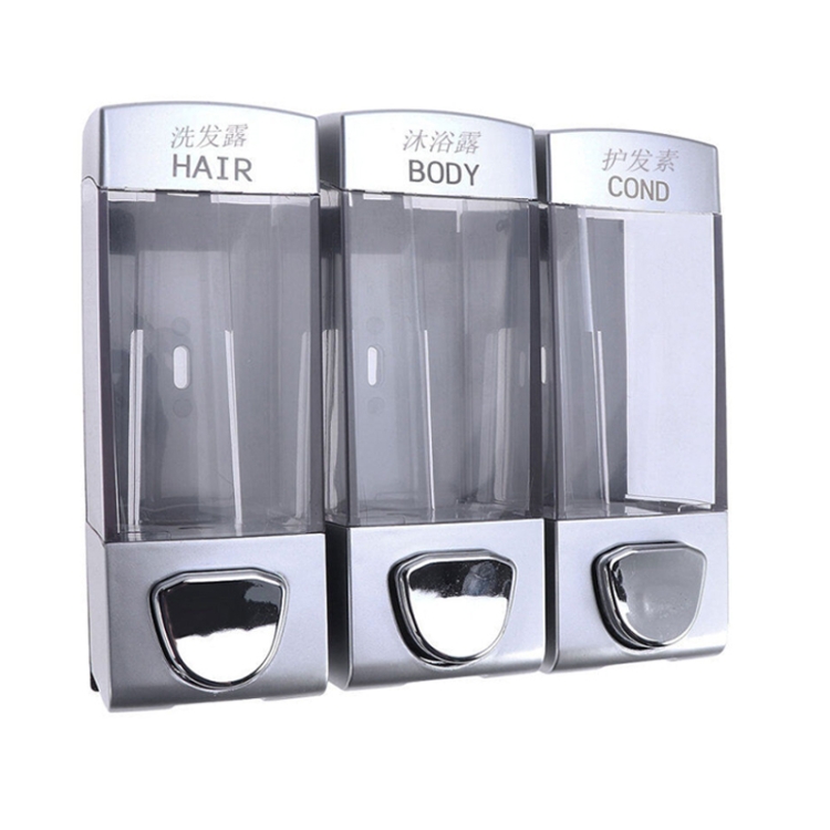 Three Head Wall Mounted Manual Press Soap Dispenser Shampoo Bottle Hand ...
