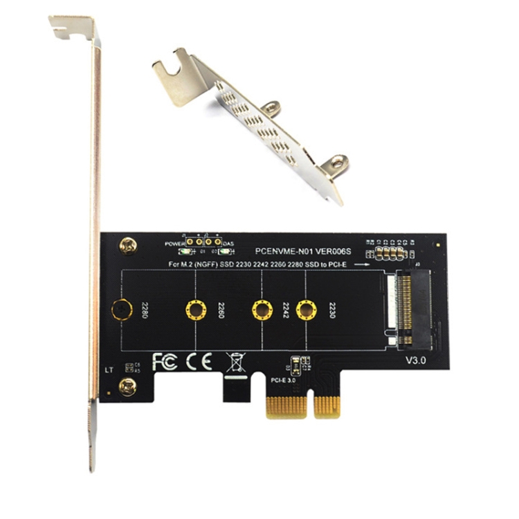 PCI-E 1X에서 M.2 NVME KEY-M SSD 라이저 카드 어댑터(배플 포함)