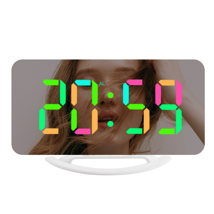 Ts-8201 Led Digital Mirror Alarm Clock Big Screen Dual Usb Desktop
