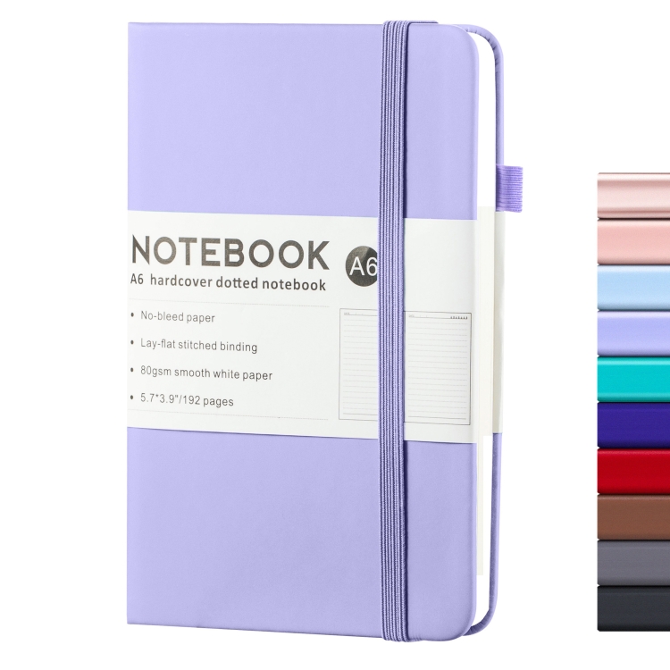A6 PU Leather Notebook Business Notepad 96 แผ่นหน้าภายใน (สีม่วงอ่อน)