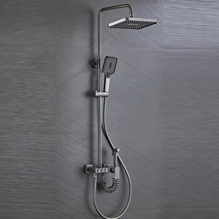 Button Four Gear Shower Set Full Copper Faucet Pressurized Square ...