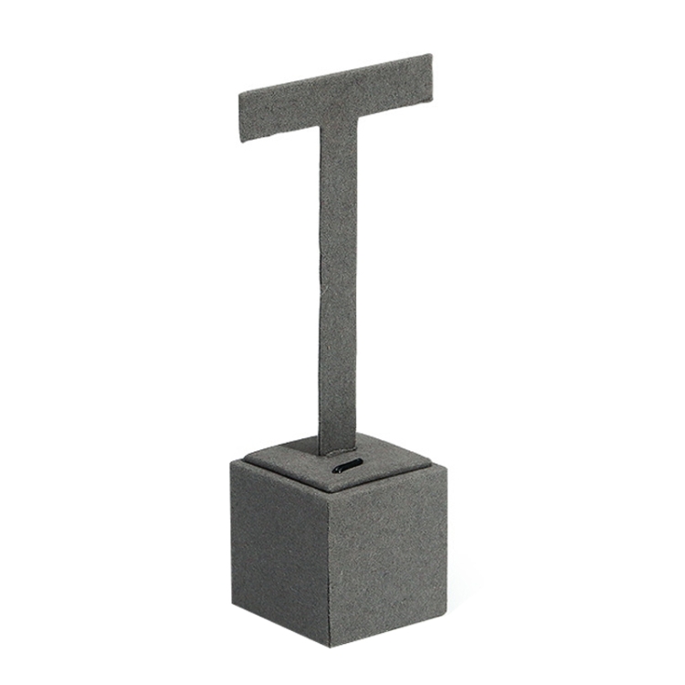 ที่วางสตั๊ดรูปตัว T 4x4x14.5 ซม. สีเทาแสดงเครื่องประดับไมโครไฟเบอร์ ...