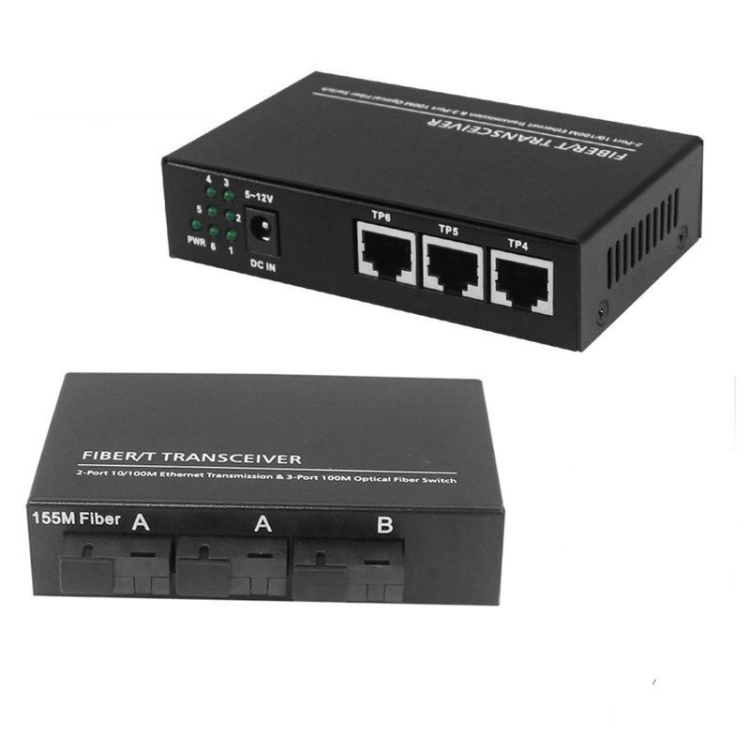3 portas de fibra e 3 portas LAN Switch Ethernet 10/100Mbps Switch de ...