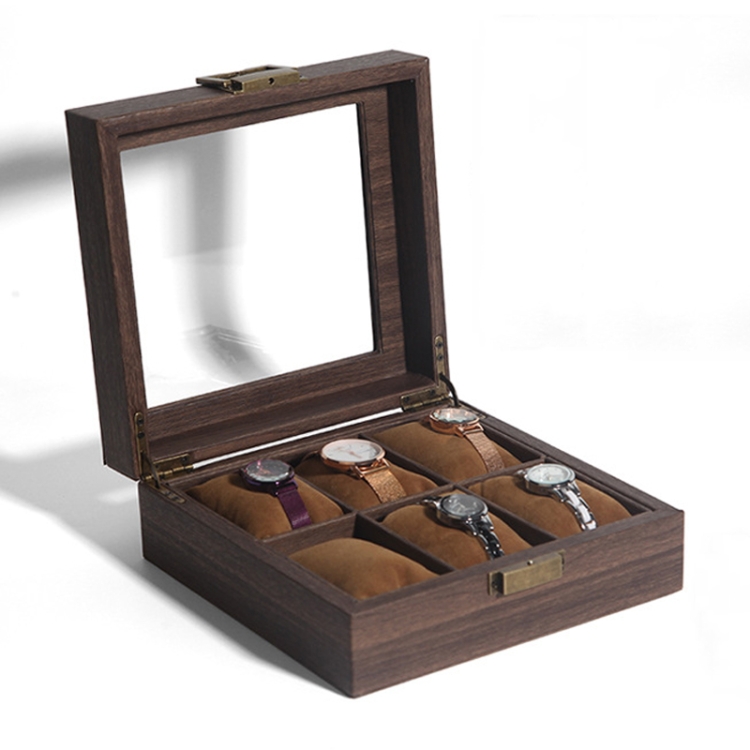 Wood Grain Leather Watch Display Box Watch Storage Case Jewelry Box ...