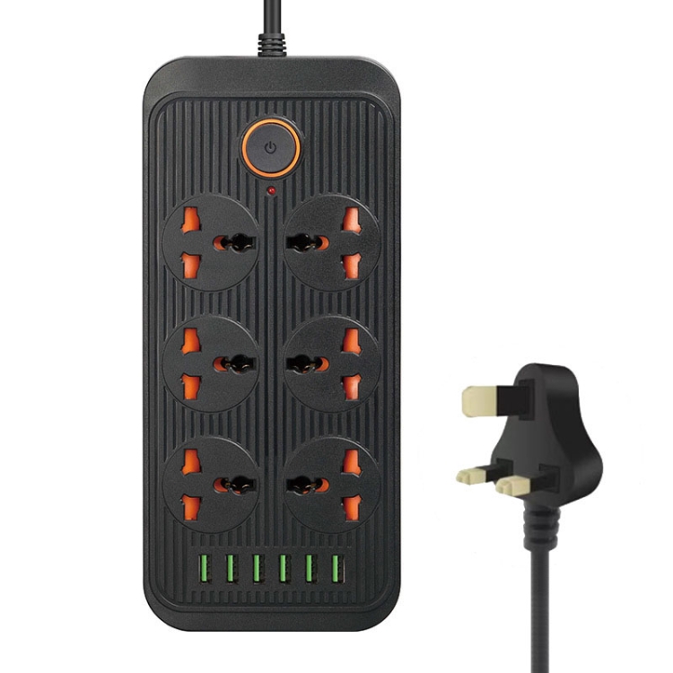 A07 2m 3000W 6 Plugs + 6-USB Ports Multifunctional Flame-retardant ...