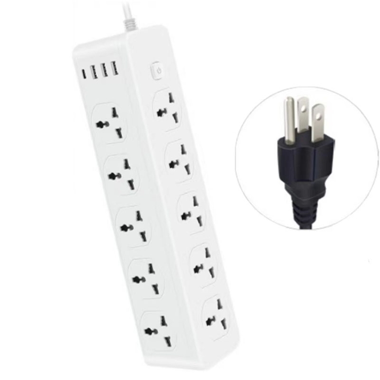 D15 2m 3000W 10 Plugs + PD + 3-USB Ports Vertical Socket With Switch ...