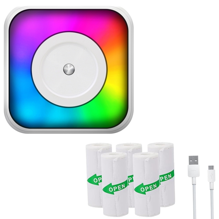 RGB Light Portable Mini Bluetooth Printer Inkless Document Label ...